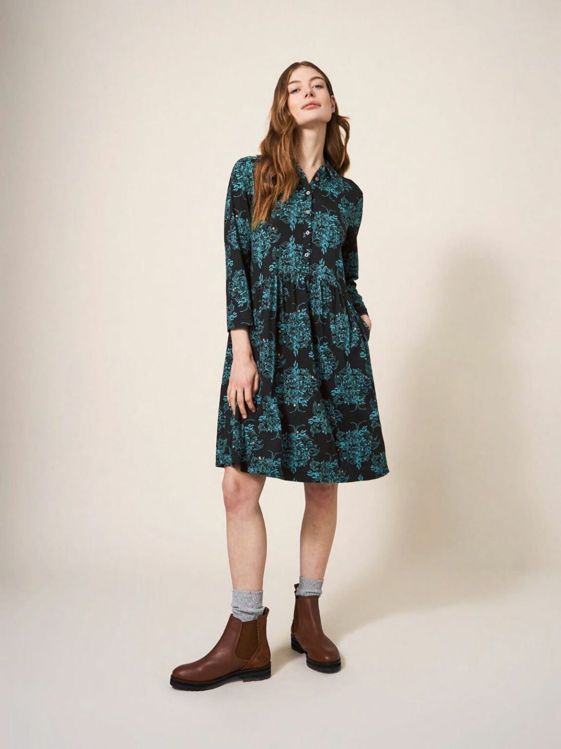 Kleid Everly Shirt Print - Bella Green